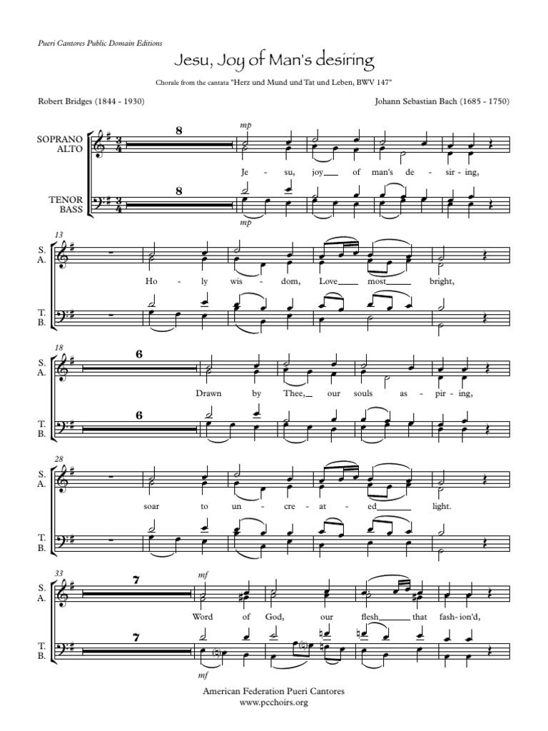 Jesu Joy of Man's Desiring SATB 2nd Proof - 0 | PDF | Jesu, Joy Of Man ...