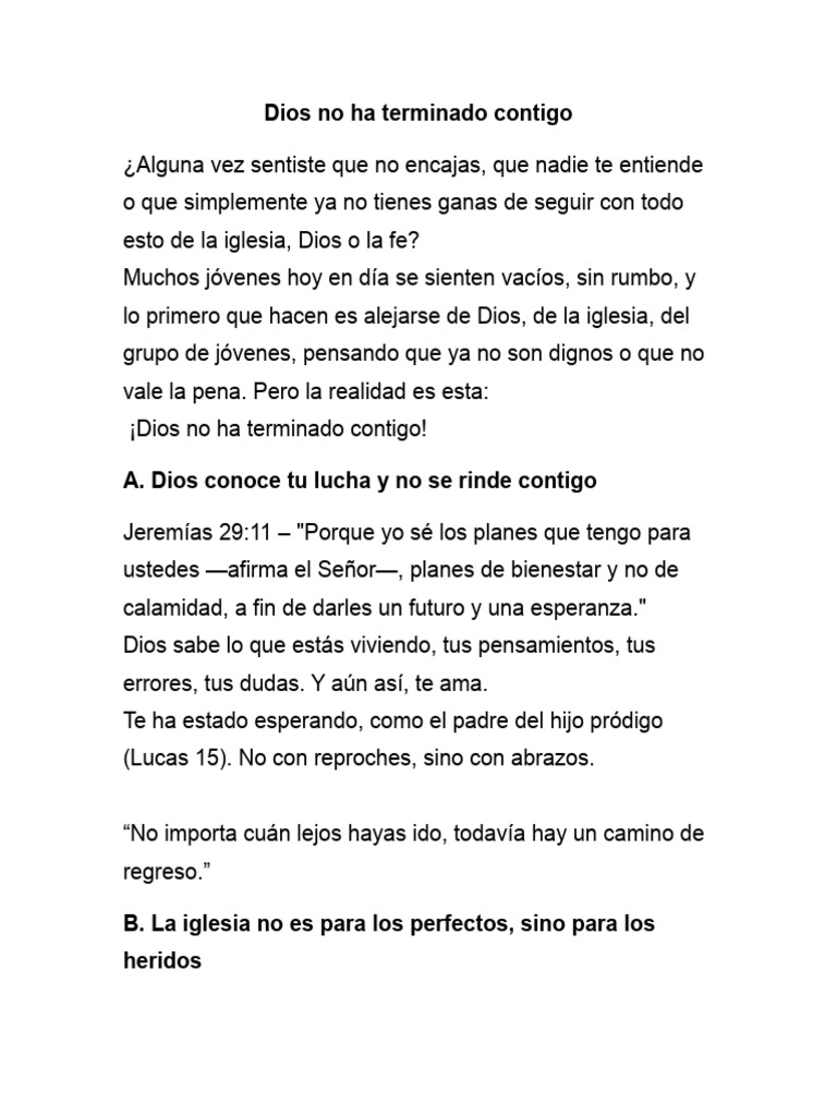 Dios No Ha Terminado Contigo: Esperanza Juvenil | PDF