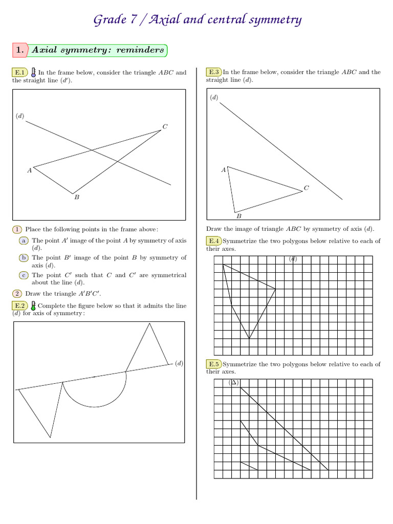 Understanding Axial and Central Symmetry | PDF | Classical Geometry ...