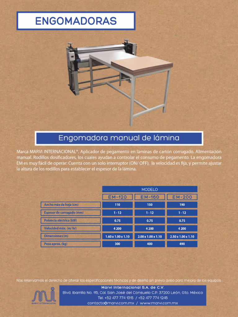 Engomadora Manual de Lamina | PDF