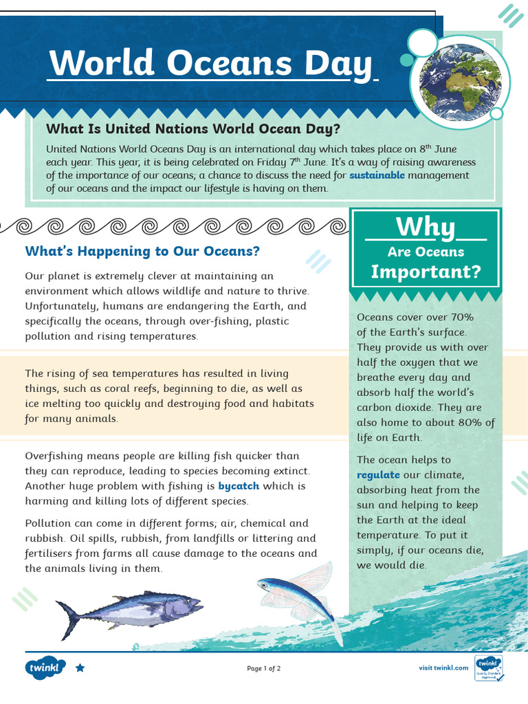 t2 e 5256 Uks2 World Oceans Day Differentiated Reading Comprehension ...