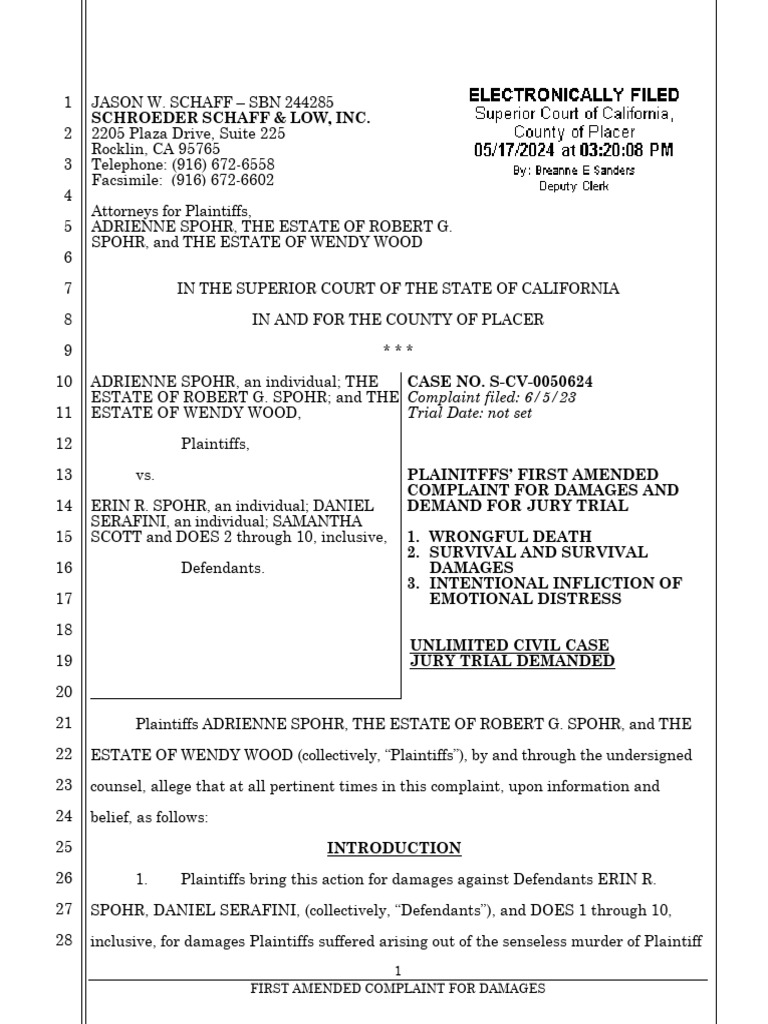 Adrienne Spohr (Ammended Complaint) | PDF | Damages | Complaint