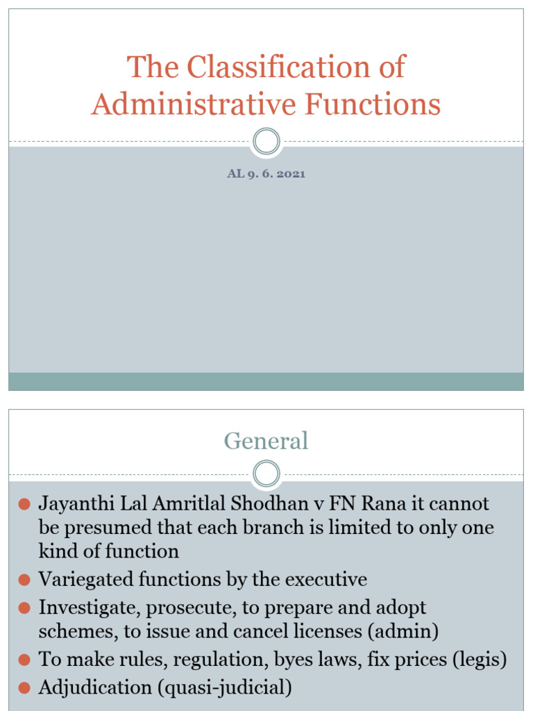 Classification of Administrative Functions | PDF
