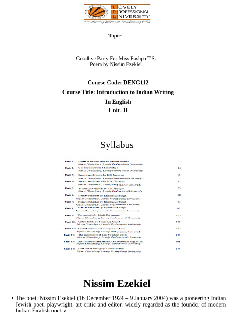 Unit II (DENG 112) | PDF | Poetry