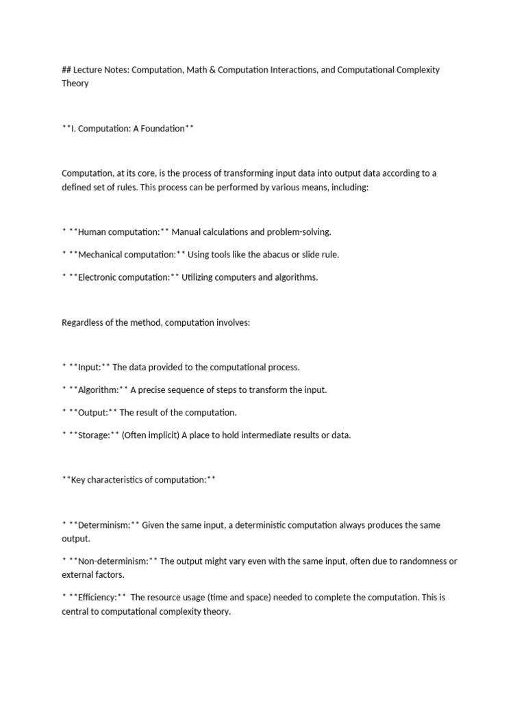 Computation and Complexity Overview | PDF | Computational Complexity ...