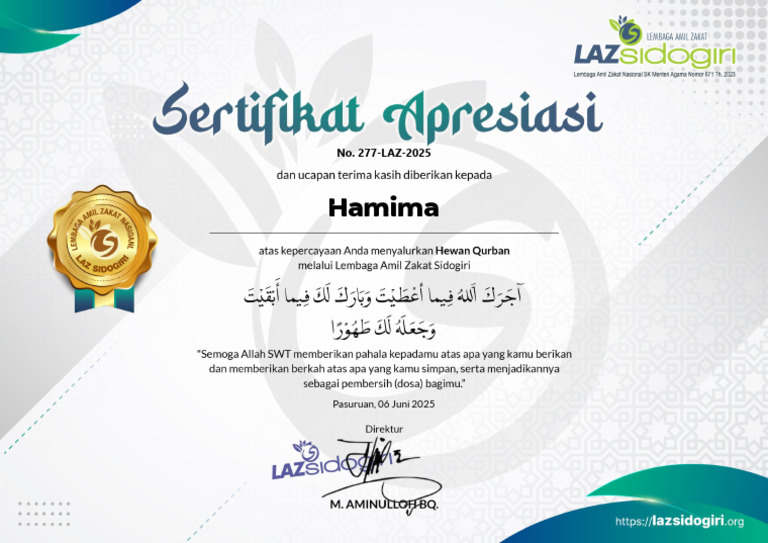 Hamima: No. 277-LAZ-2025 | PDF