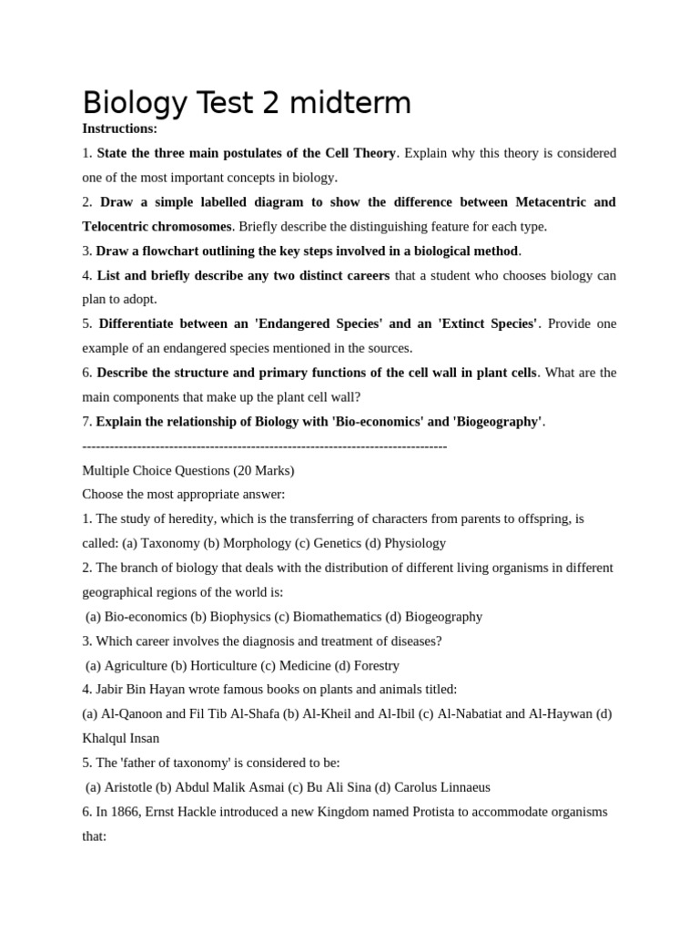 Grade 9 Biology Midterm | PDF | Cell (Biology) | Cell Wall