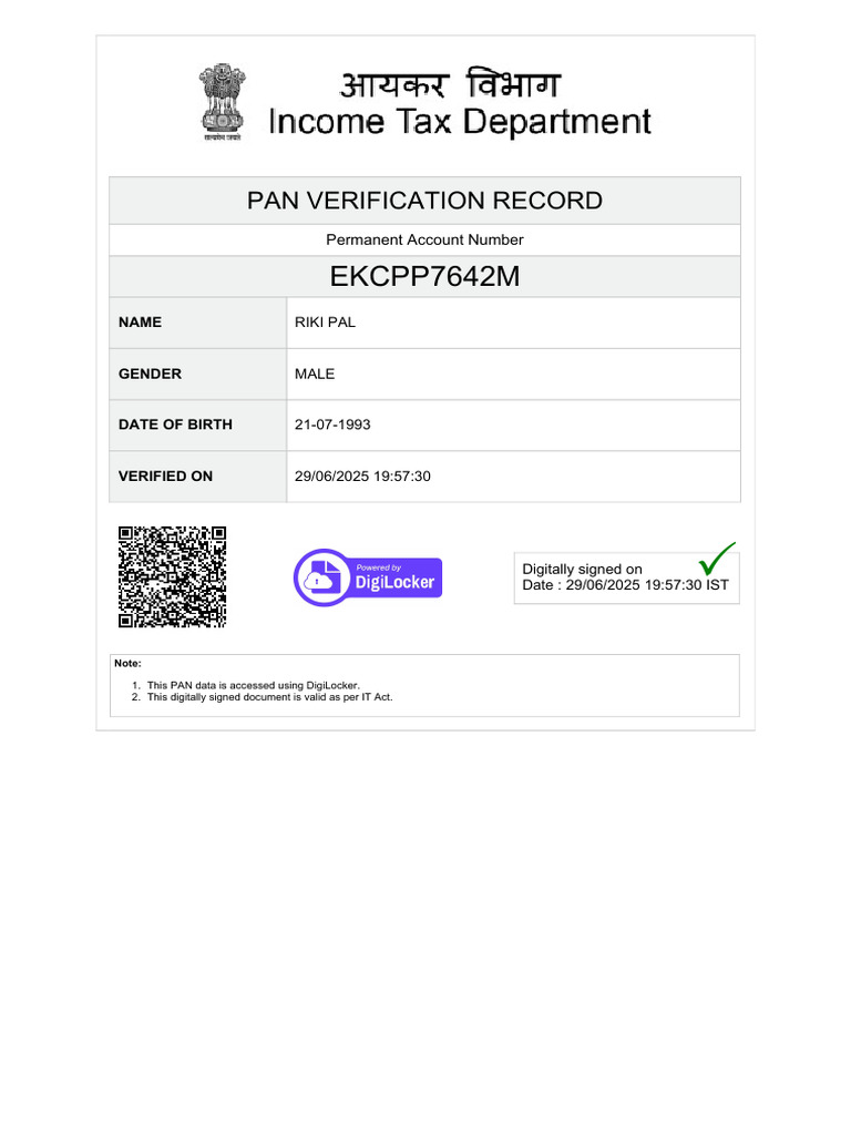 PAN Verification Record | PDF