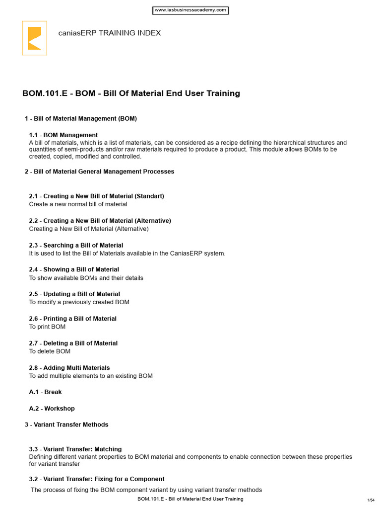 BOM.101.E - BOM - Bill of Material End User Training | PDF | Computing