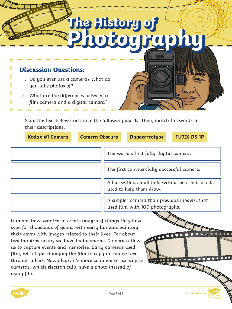 T e 1684507325 Esl The History of Photography Reading Comprehension Ver ...