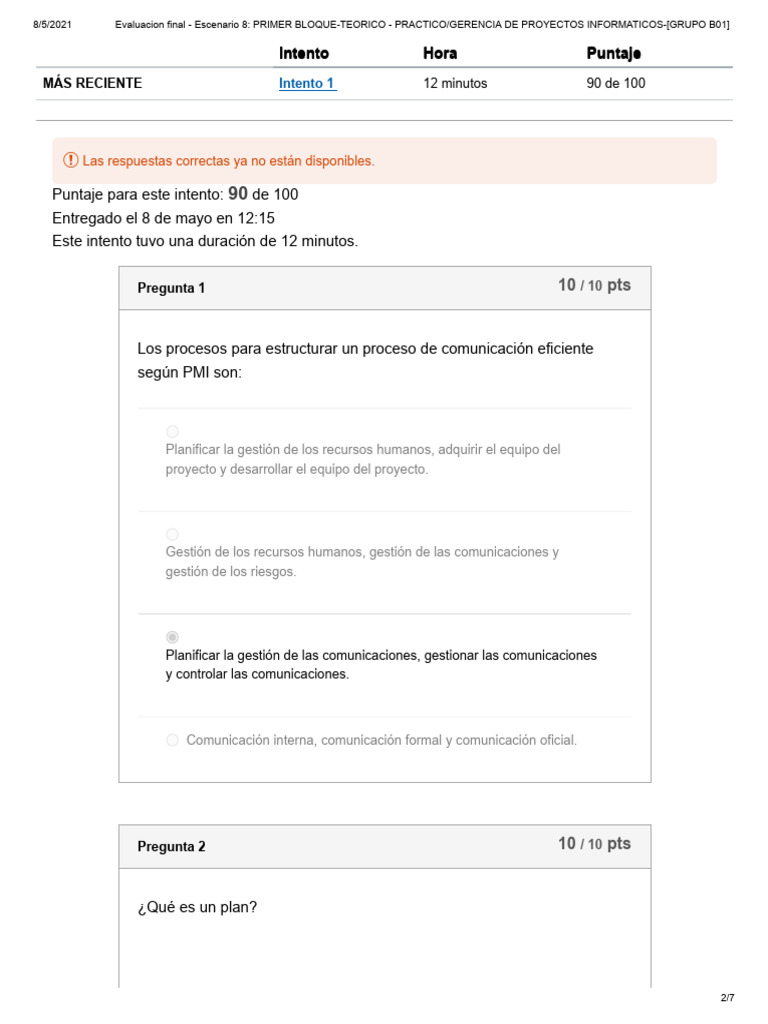 Evaluacion Final - Escenario 8 - GERENCIA DE PROYECTOS INFORMATICO | PDF | Riesgo | Planificación