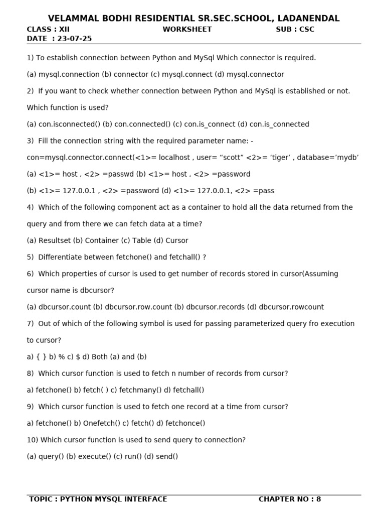 Class Xii Cs Worksheet 23-07-25 | PDF