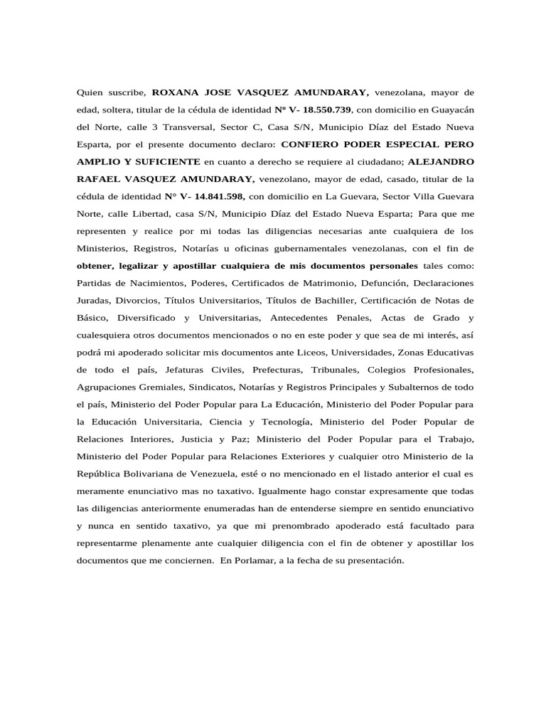 Modelo de Poder para Apostillar | PDF