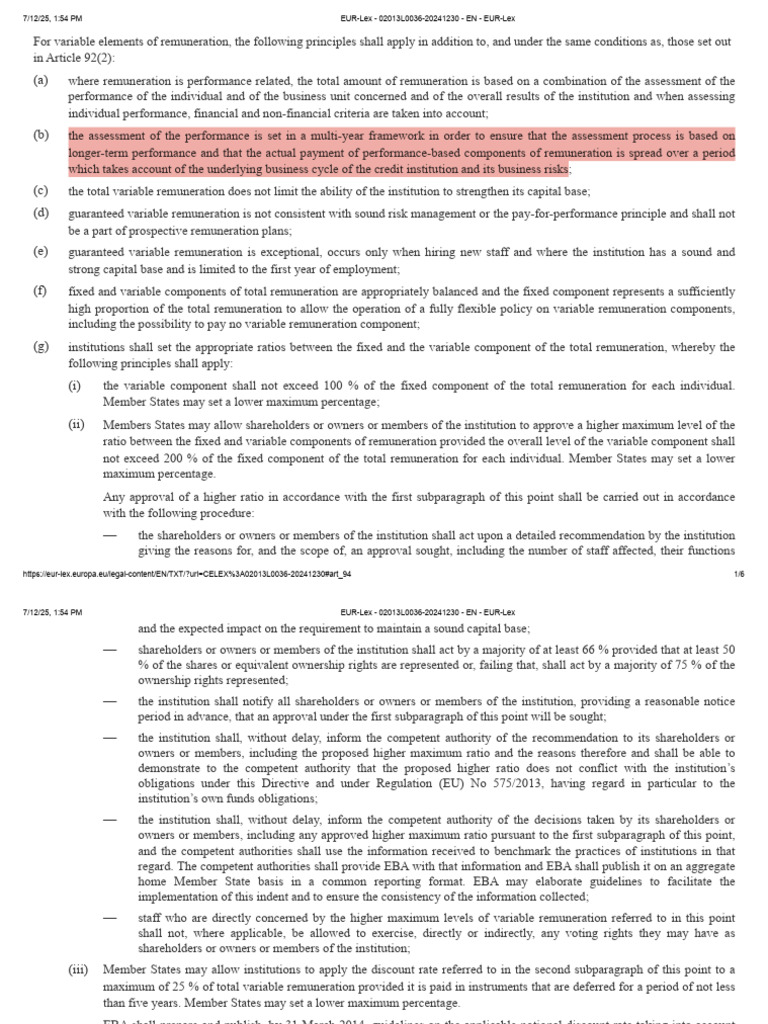 Article 94 of The Capital Requirements Directive (CRD V) | PDF | Discounting | Interest