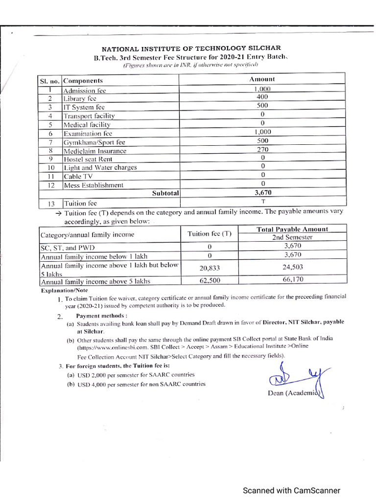 UG Fee Structure 3 5 7 Sem | PDF