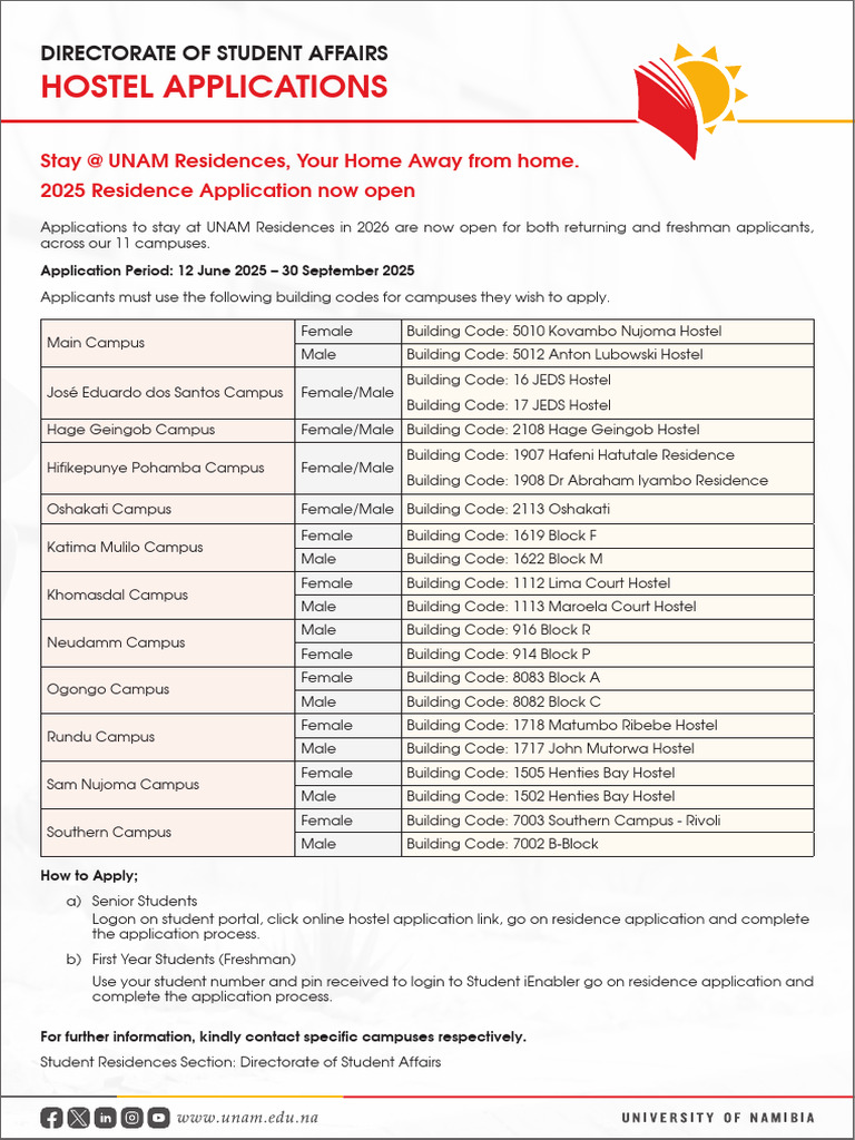 UNAM Hostel Applications 2025/2026 Open | PDF