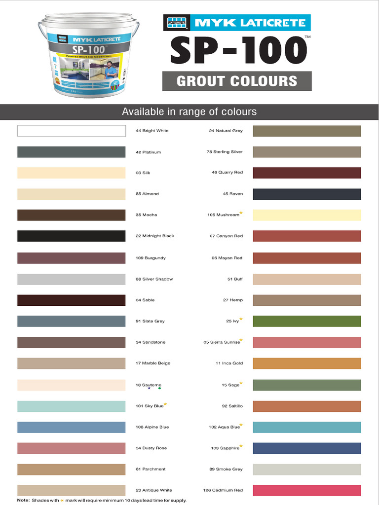 Grout Colours: Available in Range of Colours | PDF