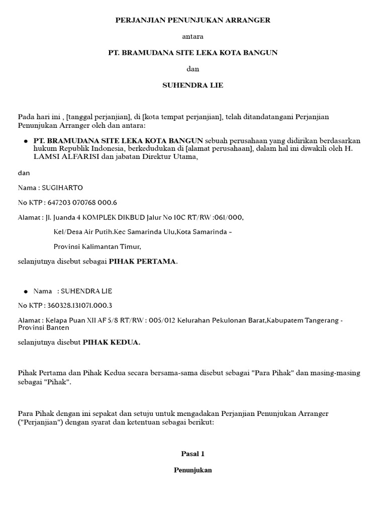 Perjanjian Penunjukan Arranger Baramudana - Docx 20250506 200852 0000 | PDF