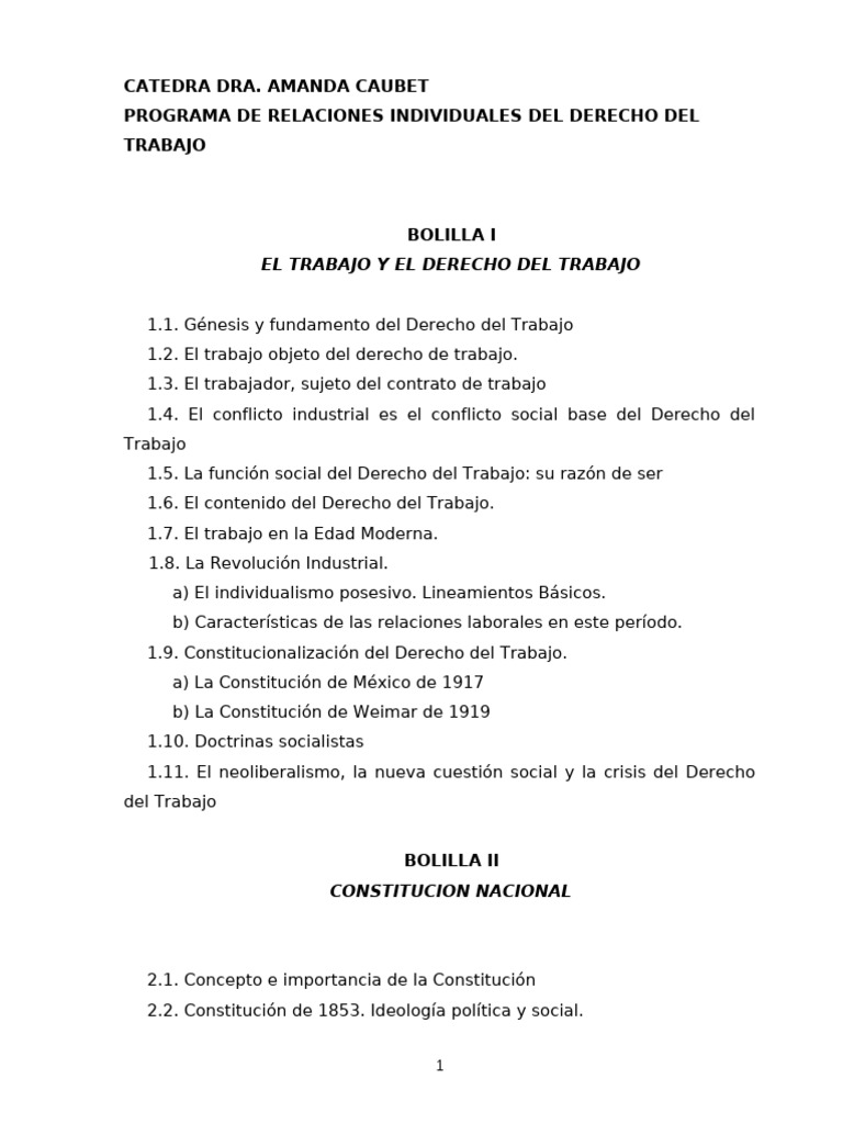 Programa de Relaciones Individuales Del Derecho Del Trabajo | PDF | Derecho laboral | Salario