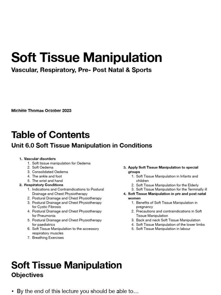 Soft Tissue Manipulation Techniques | PDF | Edema | Vein