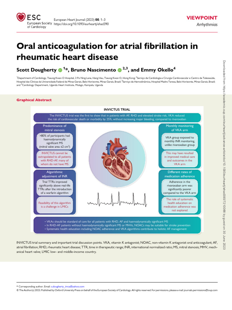 Anticoagulation in RHD-AF: INVICTUS Trial Insights | PDF | Heart ...