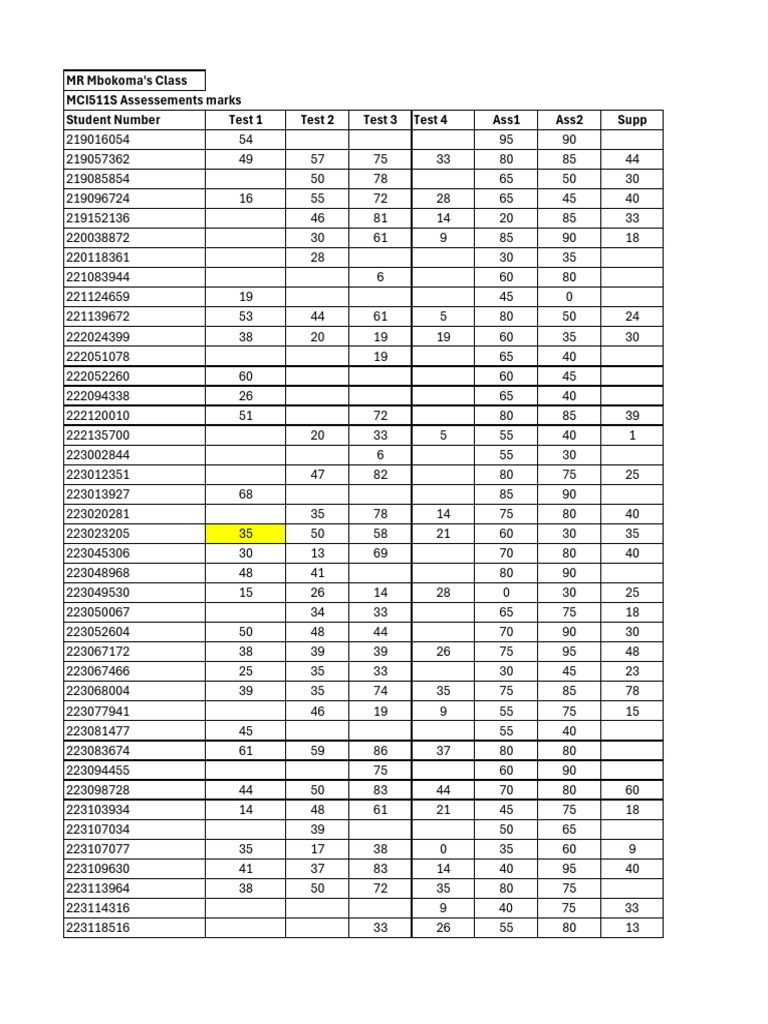 MCI511S Assessment Marks Overview | PDF
