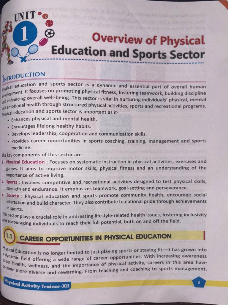 PAT Unit-B, Chapter-1 (Overview of Physical Education and Sports Sector ...
