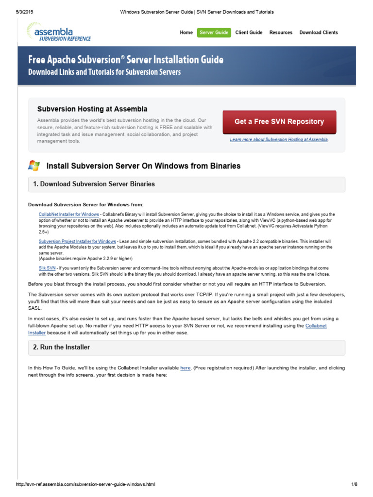 Windows Subversion Server Guide - SVN Server Downloads and Tutorials | PDF | Computing | System ...