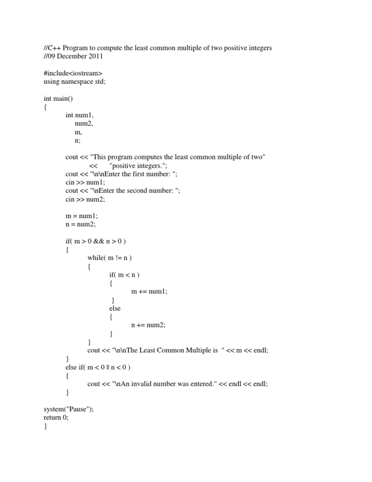 LCM Program | PDF