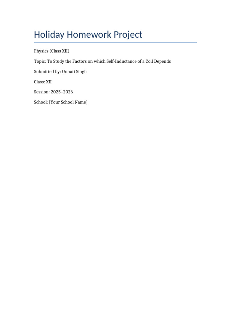 Physics Project Self Inductance Unnati | PDF | Inductance | Inductor