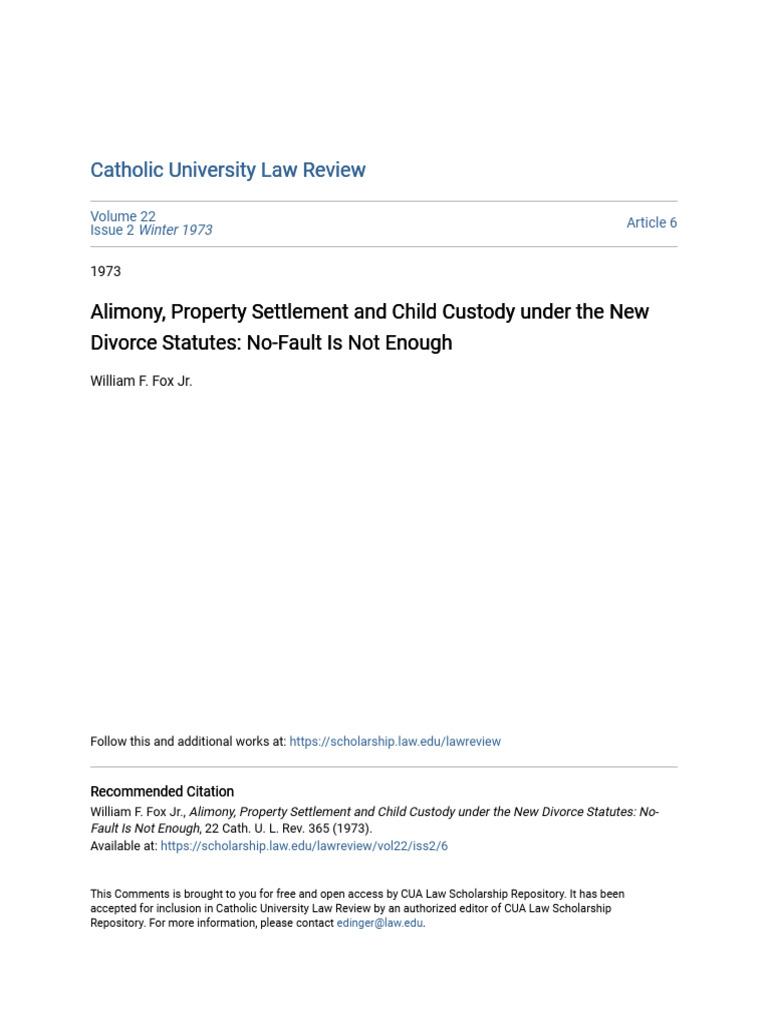 Alimony Property Settlement and Child Custody Under The New Divo | PDF ...