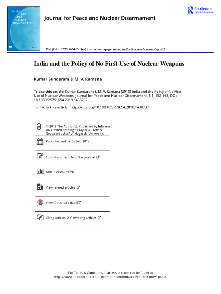 India’s No First Use Nuclear Policy | PDF | Nuclear Weapons | Nuclear ...