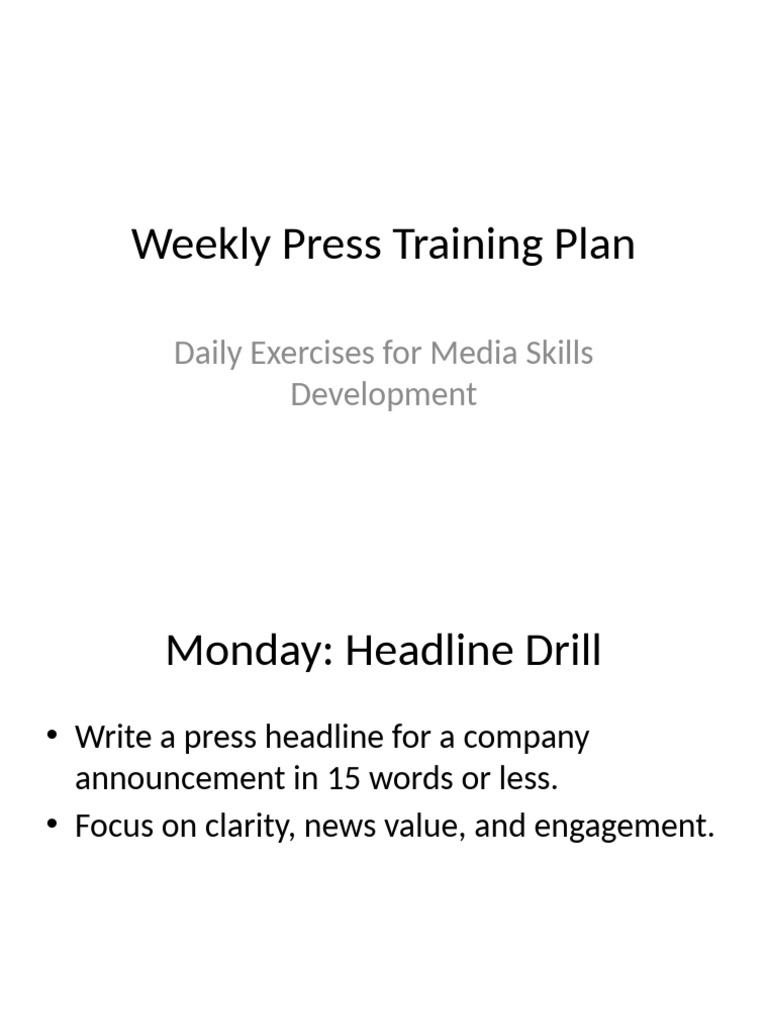 Weekly Press Training Exercises | PDF
