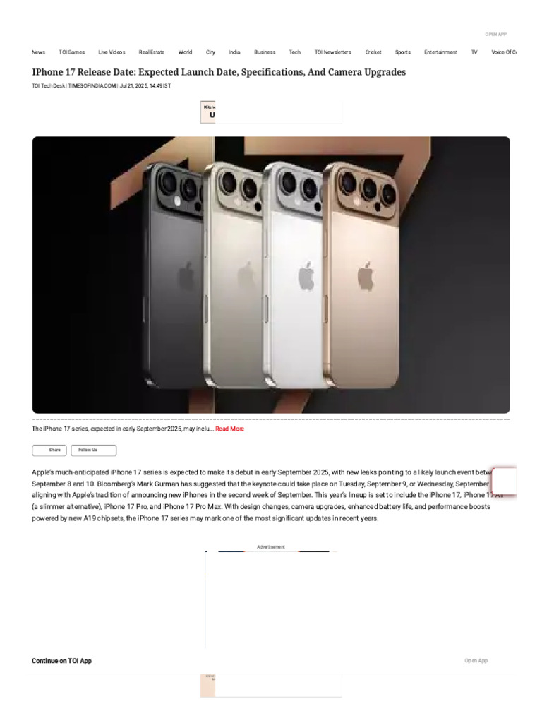 iPhone 17 Release Date and Features | PDF | I Phone | Apple Inc.