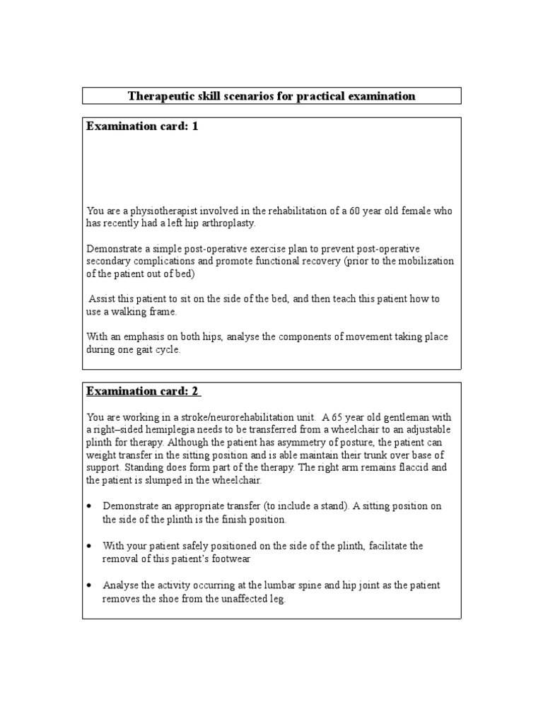 Therapeutic Skill Scenarios For Practical Examination | PDF | Physical ...