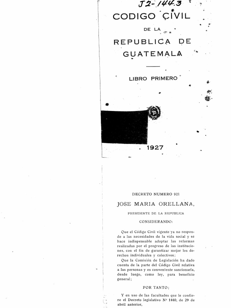Codigo Civil de Guatemala Libro Primero | PDF | Guatemala | Domicilio (Ley)