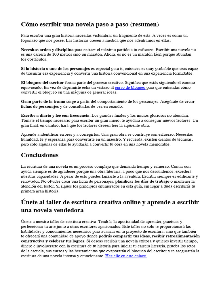 Guía para escribir una novela efectiva | PDF | Novelas