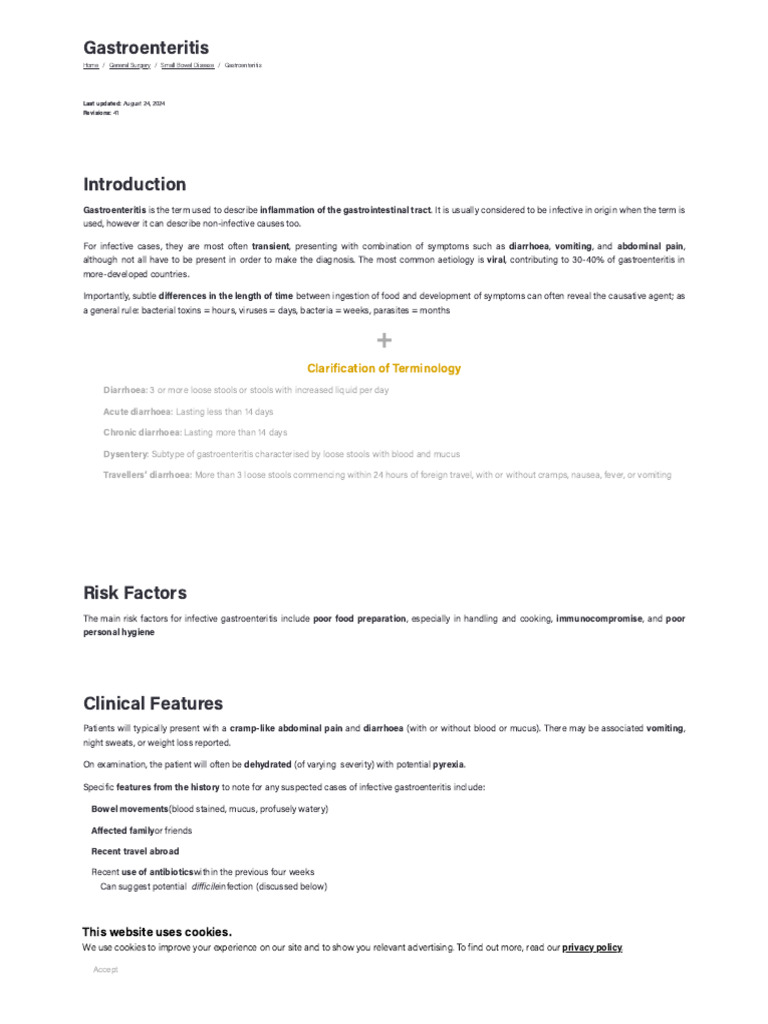 Surgical Management of Gastroenteritis | PDF | Diarrhea | Clinical Medicine
