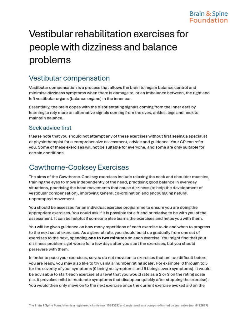 Vestibular Rehabilitation Exercises | PDF | Vertigo | Ear