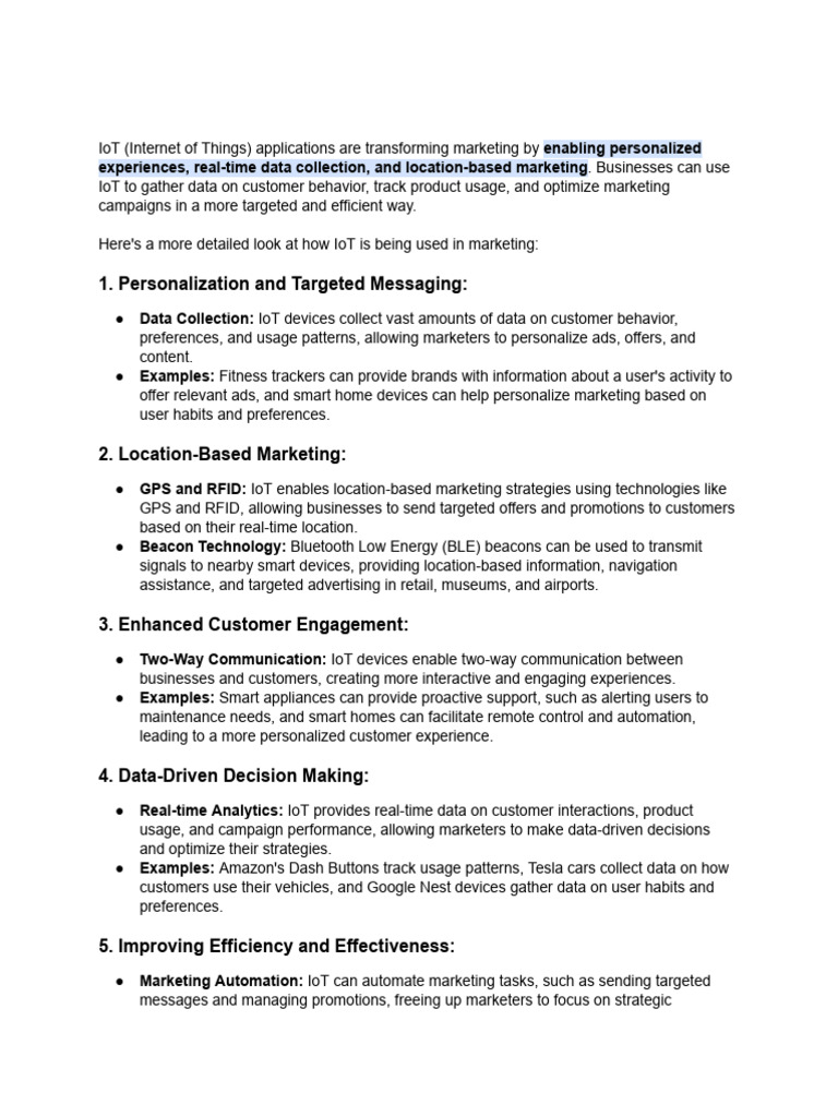 IoT Applications in Digital Marketing | PDF | Internet Of Things ...