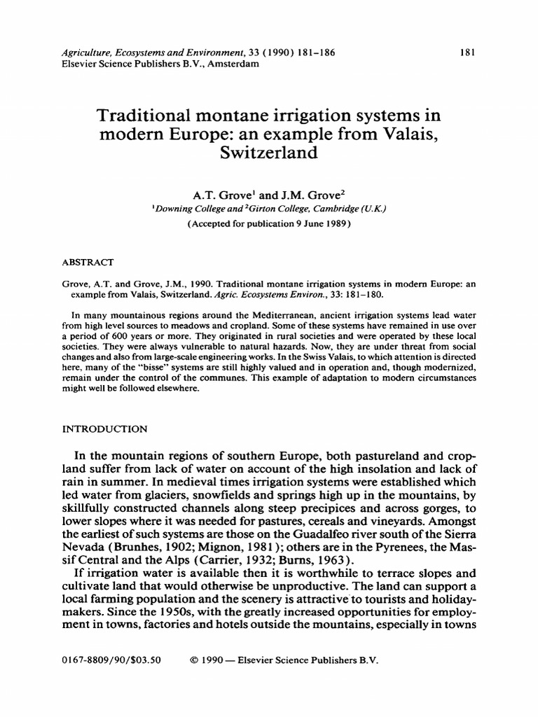 Traditional Montane Irrigation Systems I | PDF | Irrigation | Earth Sciences