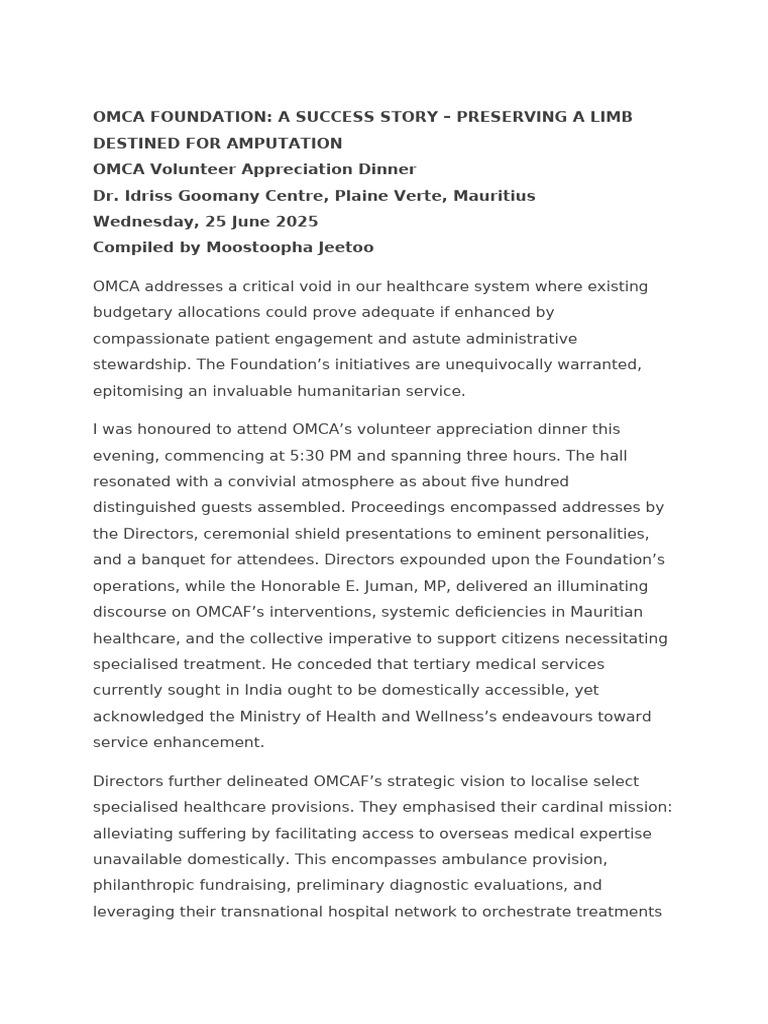 OMCA Success Story 25 June 2025 | PDF | Health Care | Medical Specialties
