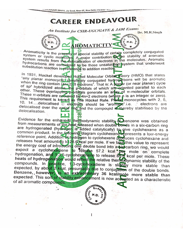 Aromaticity and Reaction Intermediate | PDF