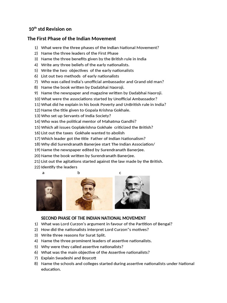 Second Phase of Indian National Movement | PDF | Indian Independence ...