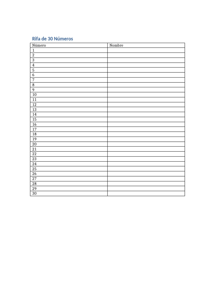 Rifa 30 Numeros | PDF