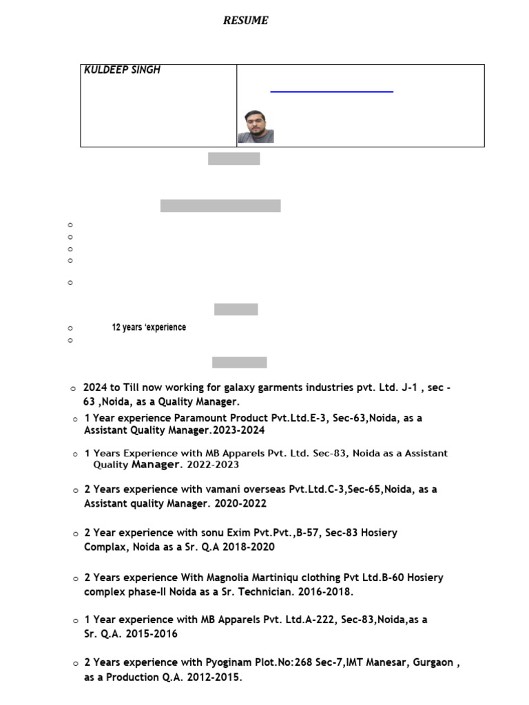 Kuldeep Singh Rana Resume | PDF