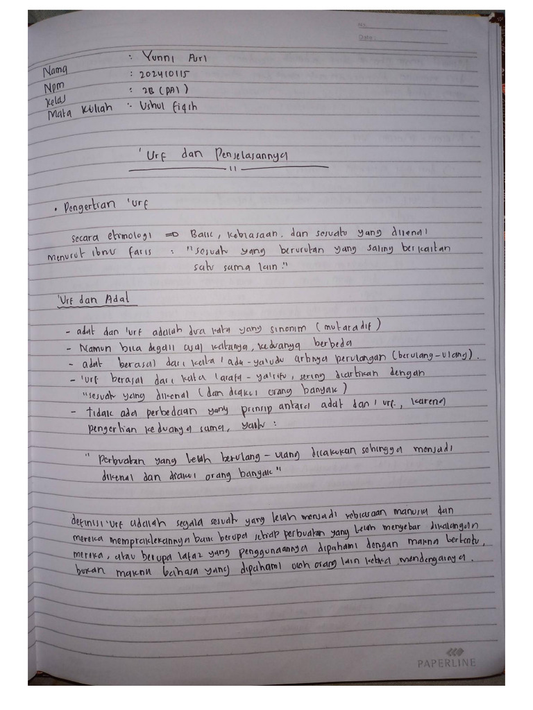 'Urf Dan Penjelasannya - Yunni Asr | PDF