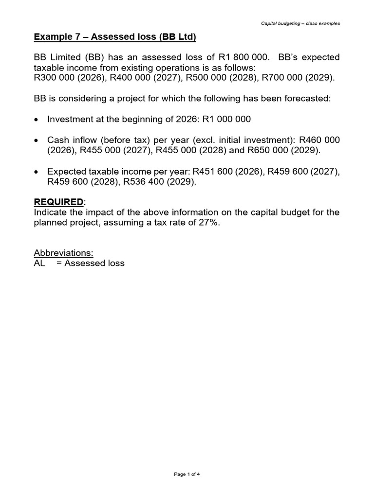 FBS300 - Capital Budgeting - Examples | PDF | Taxes | Capital Budgeting