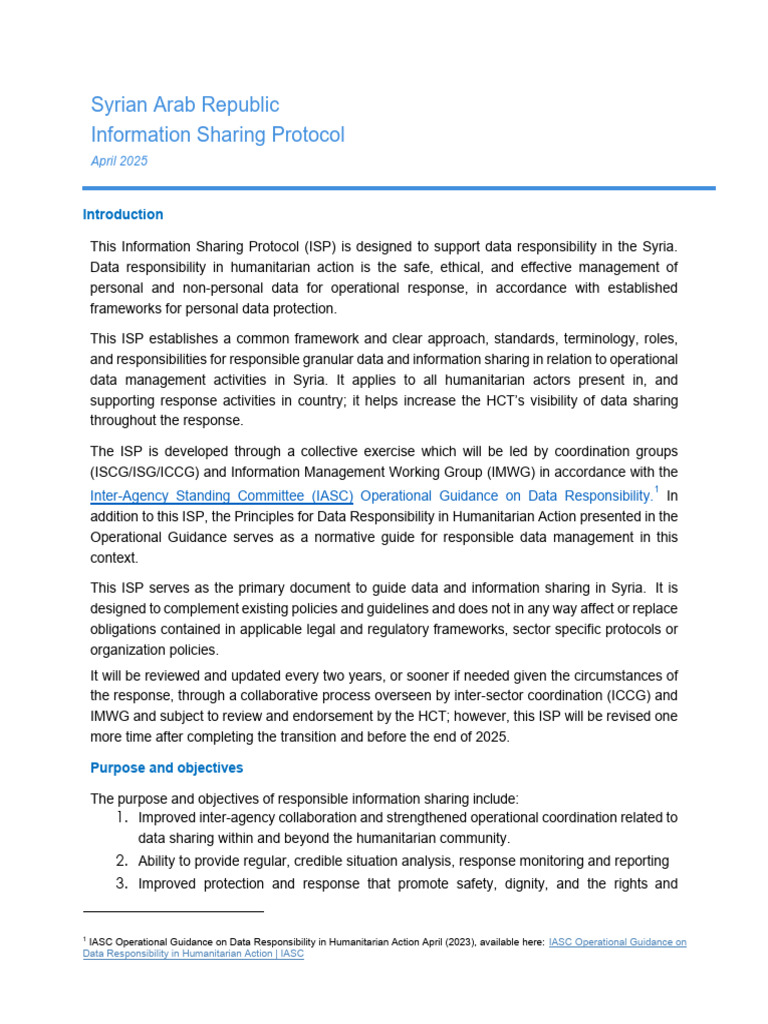 Syria Information Sharing Protocol - April 2025 - Final | PDF ...