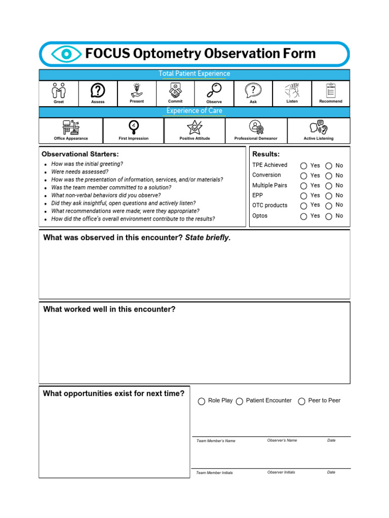 2025 FOCUS Observation Form | PDF